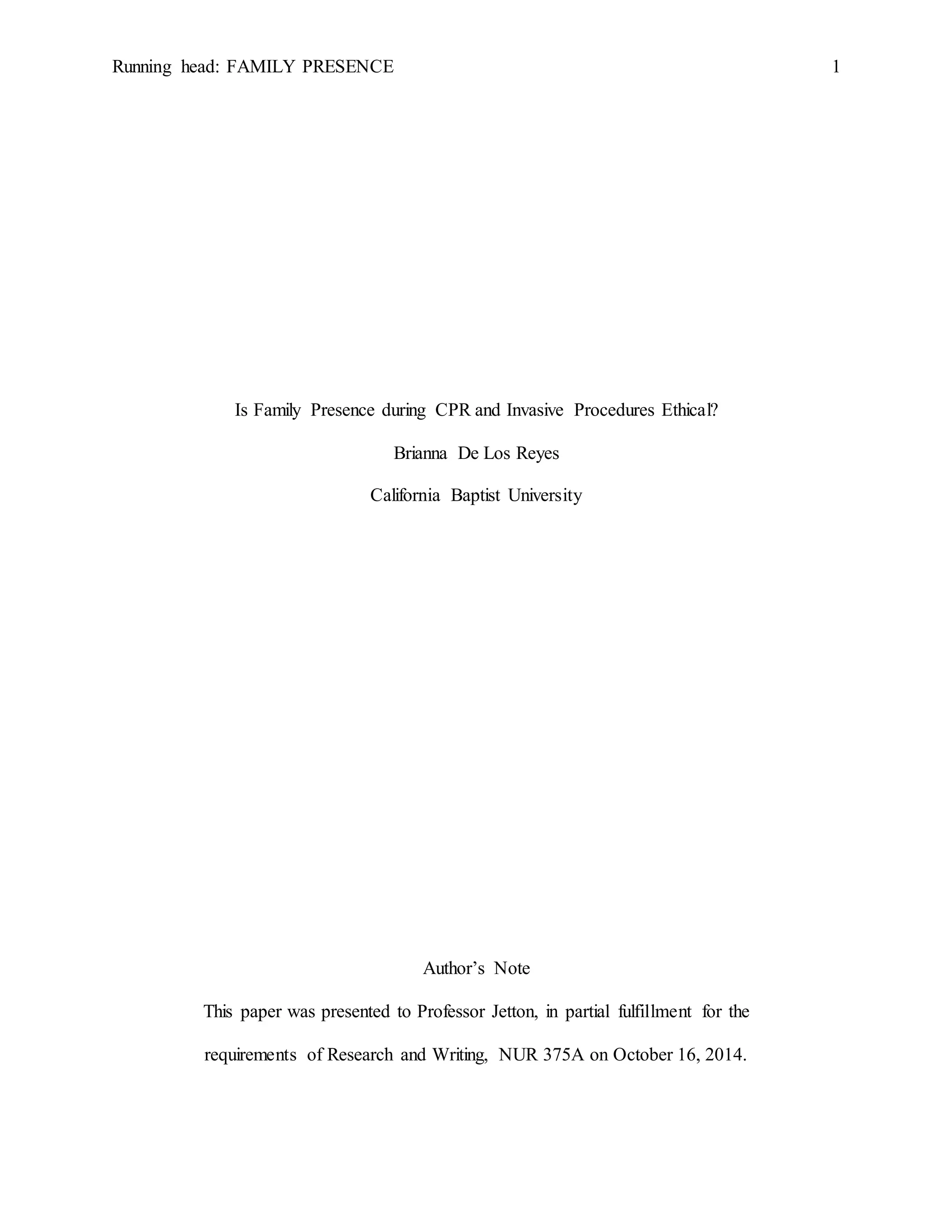 Family Presence | DOCX