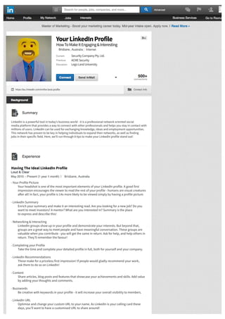 LinkedIn Profile Guide #2 - Humanised | PDF | Social Networking | Internet