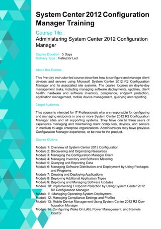 SYSTEM CENTER 2012: CONFIGURATION MANAGER | PDF