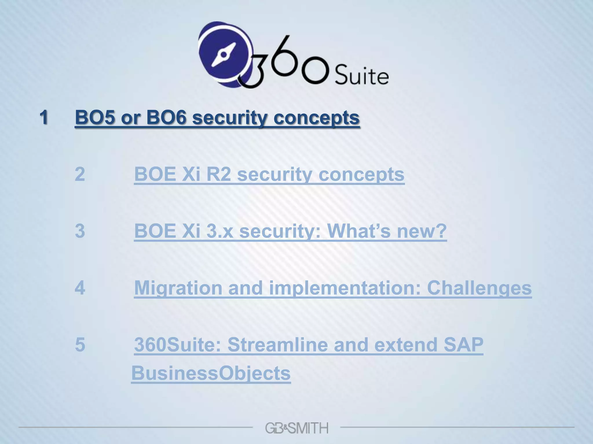 360suite Business Objects Xi3 New Security Concepts | PPTX