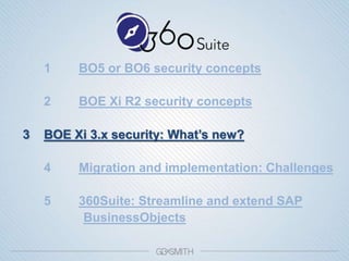 360suite Business Objects Xi3 New Security Concepts | PPTX