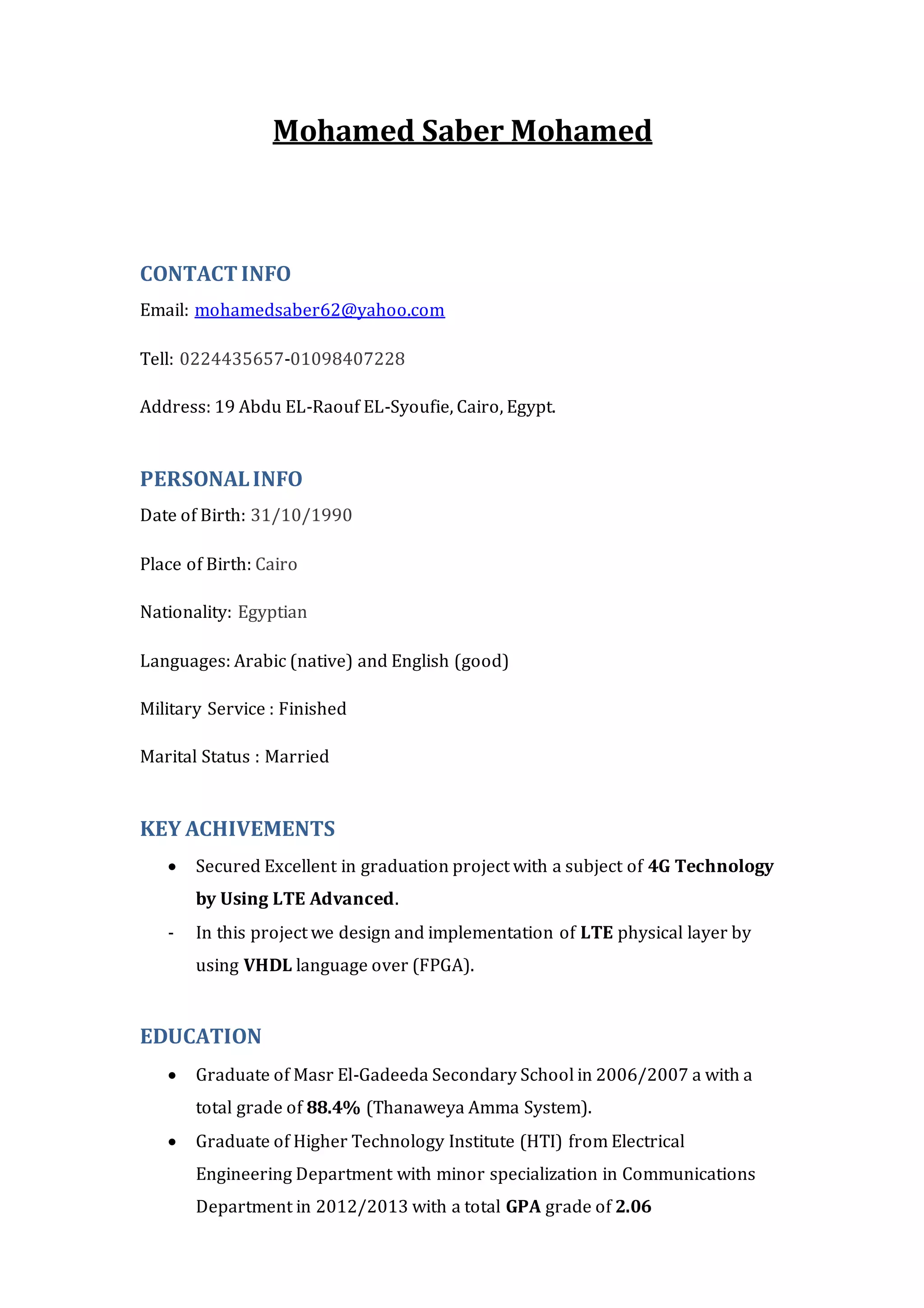 CV | DOCX | Telecommunications Industry | Industries