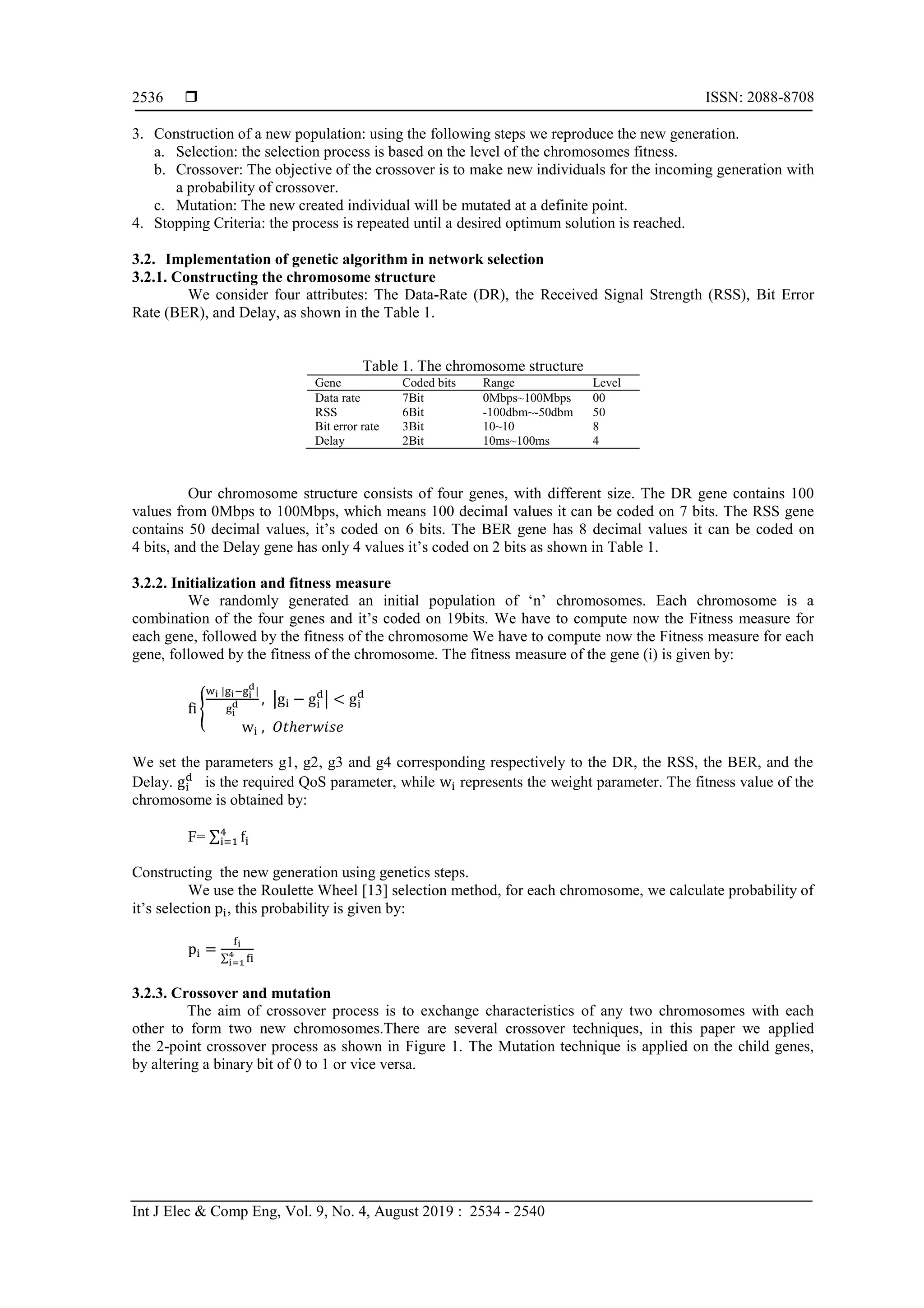 Genetic Algorithm for Vertical Handover (GAfVH)in a Heterogeneous networks | PDF