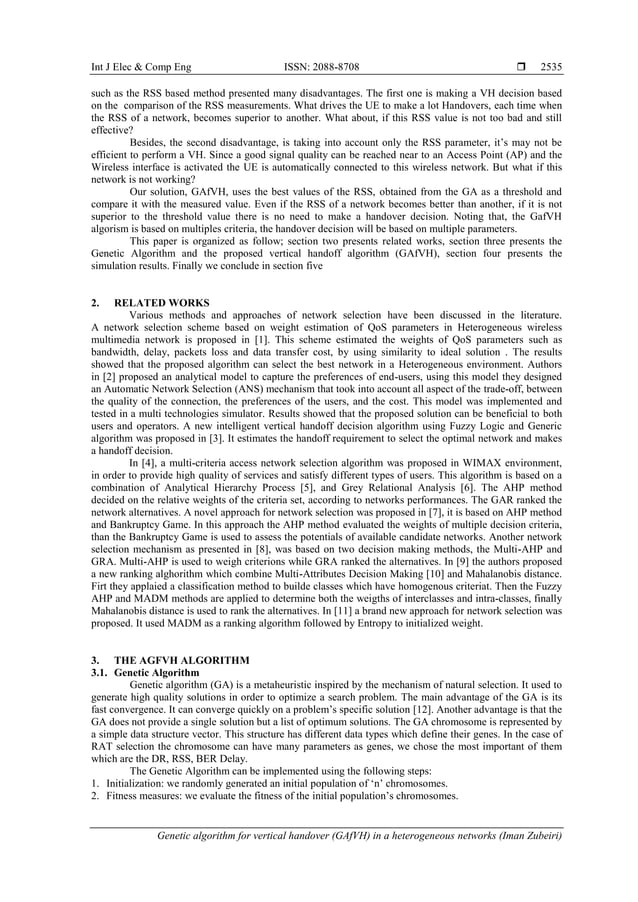 Genetic Algorithm For Vertical Handover Gafvh In A Heterogeneous Networks Pdf