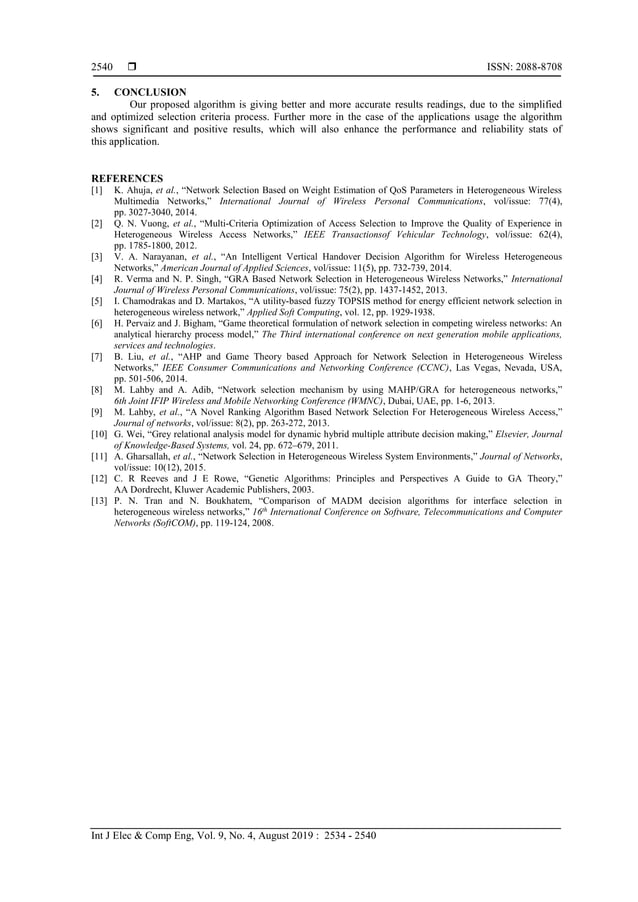 Genetic Algorithm for Vertical Handover (GAfVH)in a Heterogeneous networks | PDF