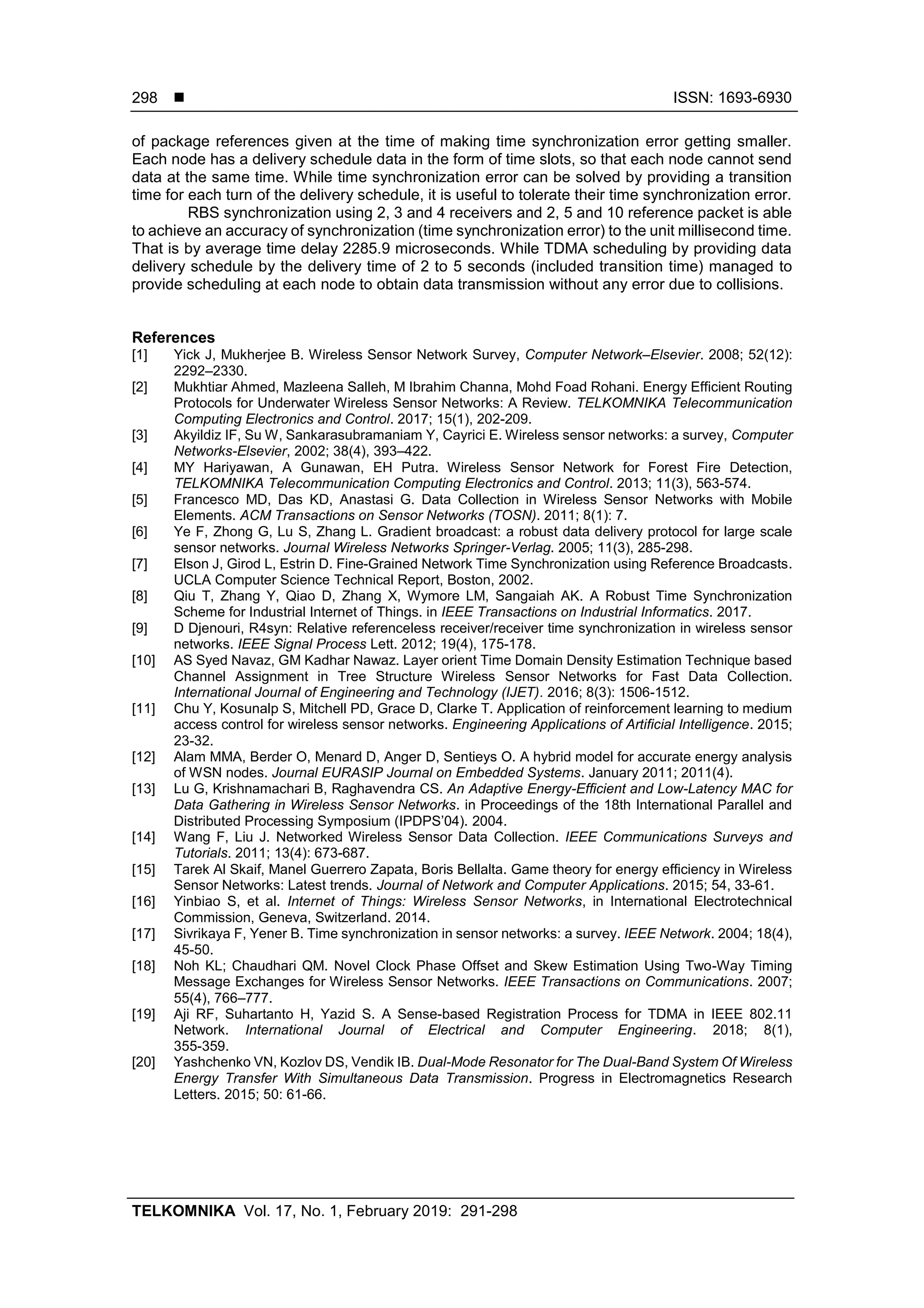 Reference Broadcast Synchronization And Time Division Multiple Access