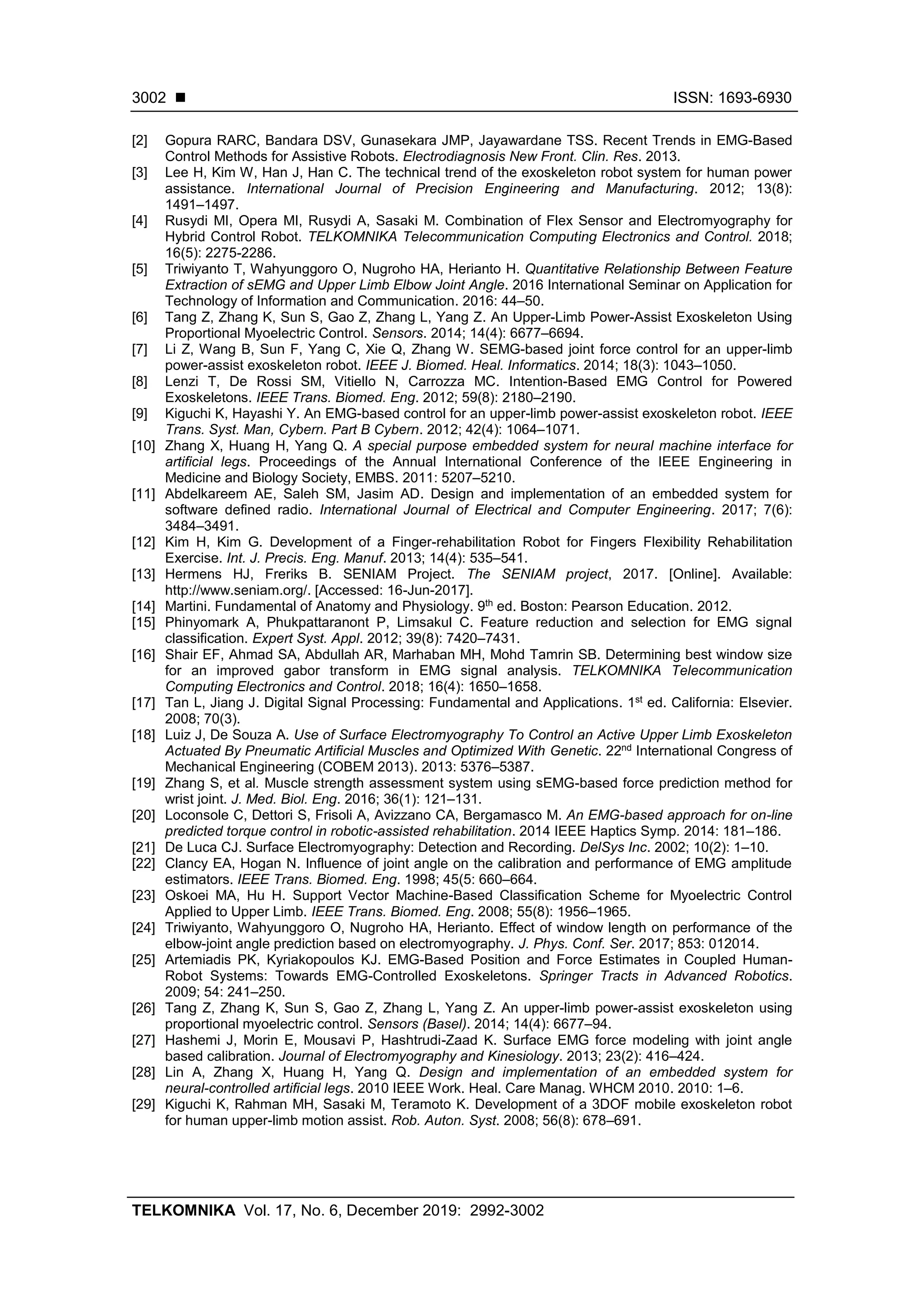 Embedded system for upper-limb exoskeleton based on electromyography ...