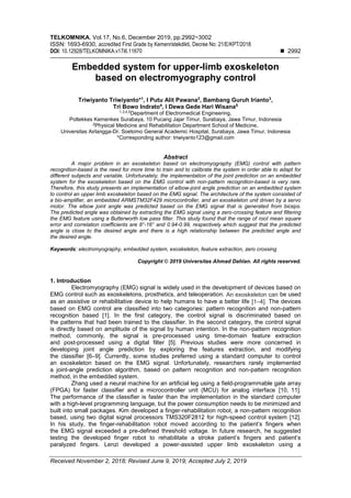 Embedded system for upper-limb exoskeleton based on electromyography control | PDF