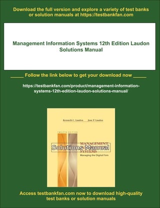 Management Information Systems 12th Edition Laudon Solutions Manual | PDF