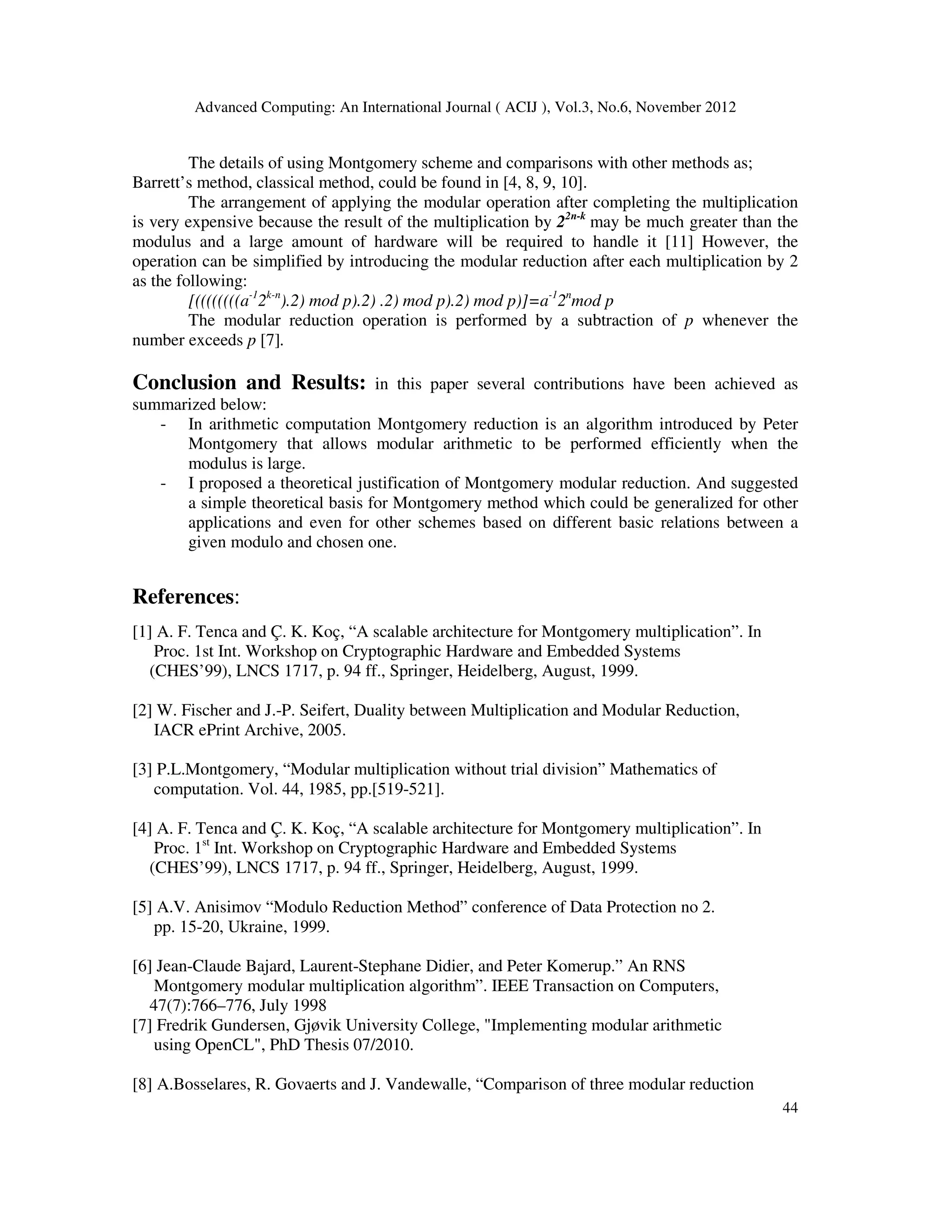 Justification of Montgomery Modular Reduction | PDF