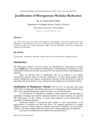 Justification of Montgomery Modular Reduction | PDF