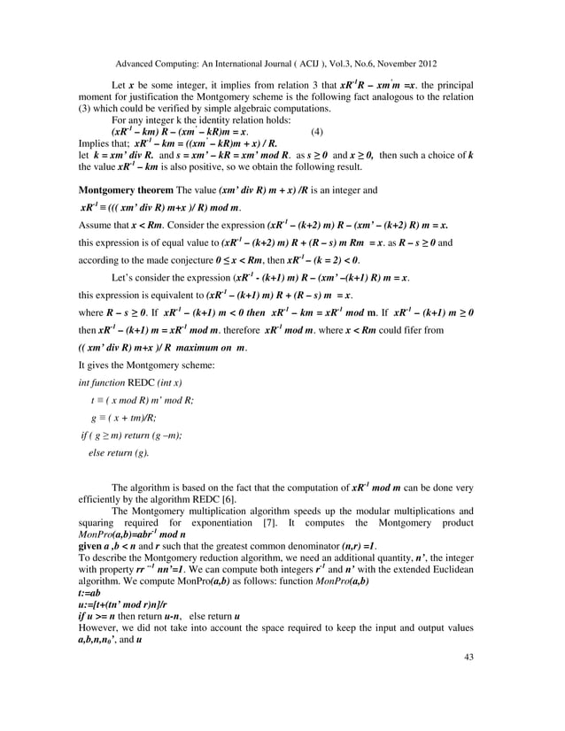 Justification of Montgomery Modular Reduction | PDF