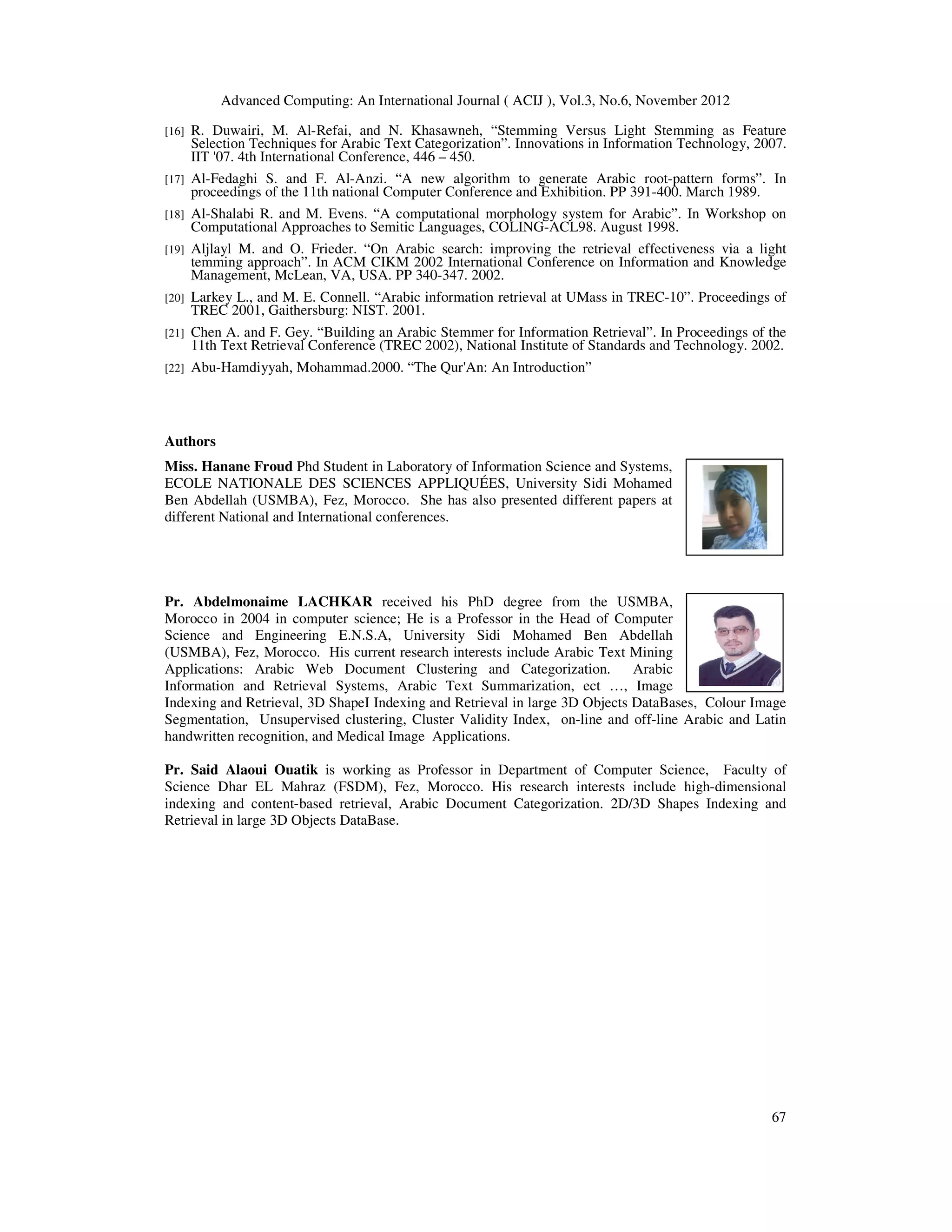 A COMPARATIVE STUDY OF ROOT-BASED AND STEM-BASED APPROACHES FOR MEASURING THE SIMILARITY BETWEEN ...