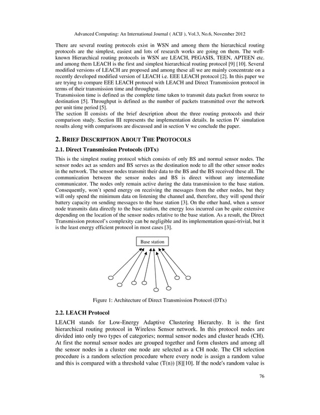 Transmission Time and Throughput analysis of EEE LEACH, LEACH and Direct Transmission Protocol ...