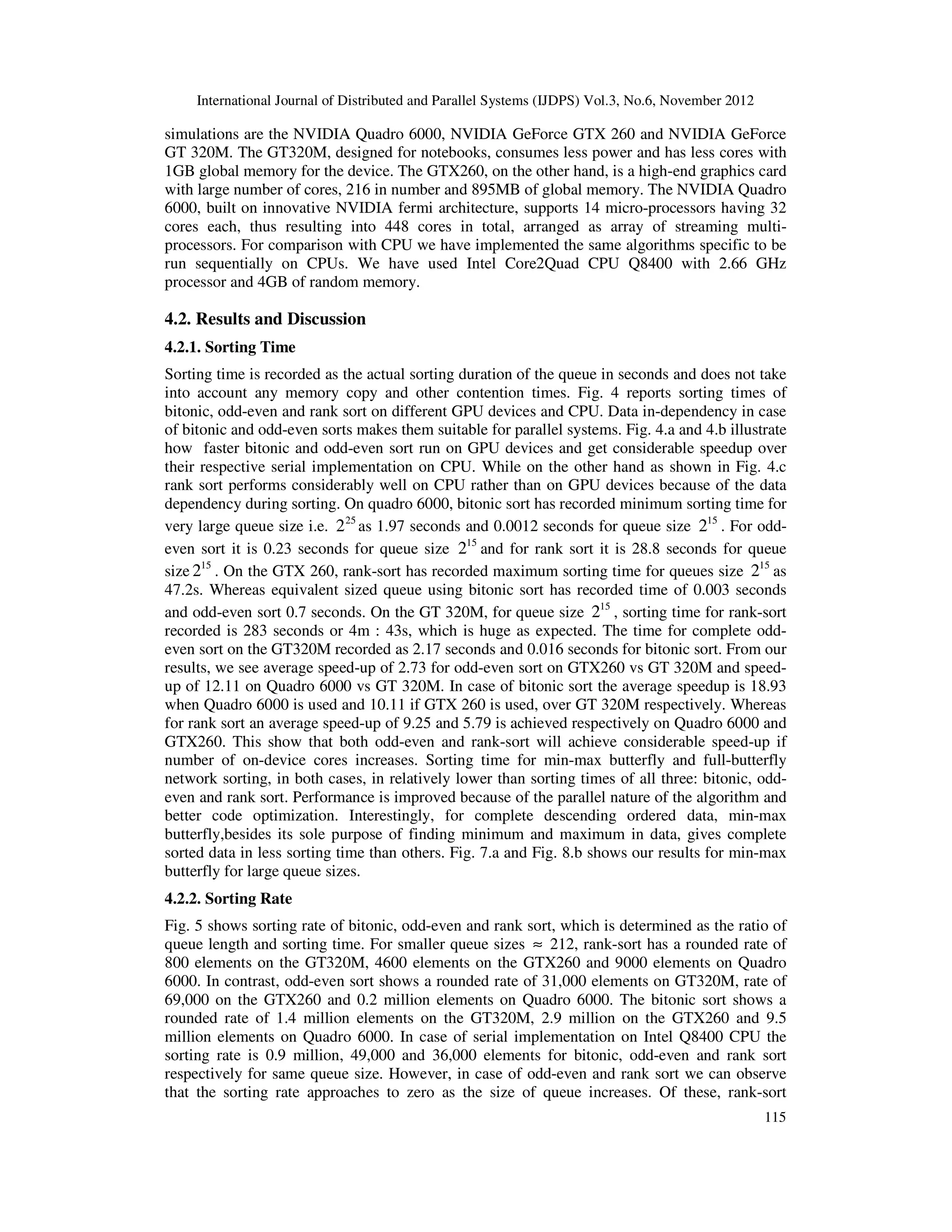FAST PARALLEL SORTING ALGORITHMS ON GPUS | PDF