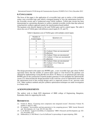 OPTIMIZED MULTIPLIER USING REVERSIBLE MULTICONTROL INPUT TOFFOLI GATES ...