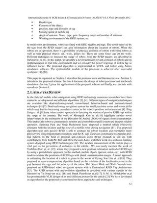 DESIGN AND VLSIIMPLEMENTATION OF ANTICOLLISION ENABLED ROBOT PROCESSOR USING RFID TECHNOLOGY | PDF