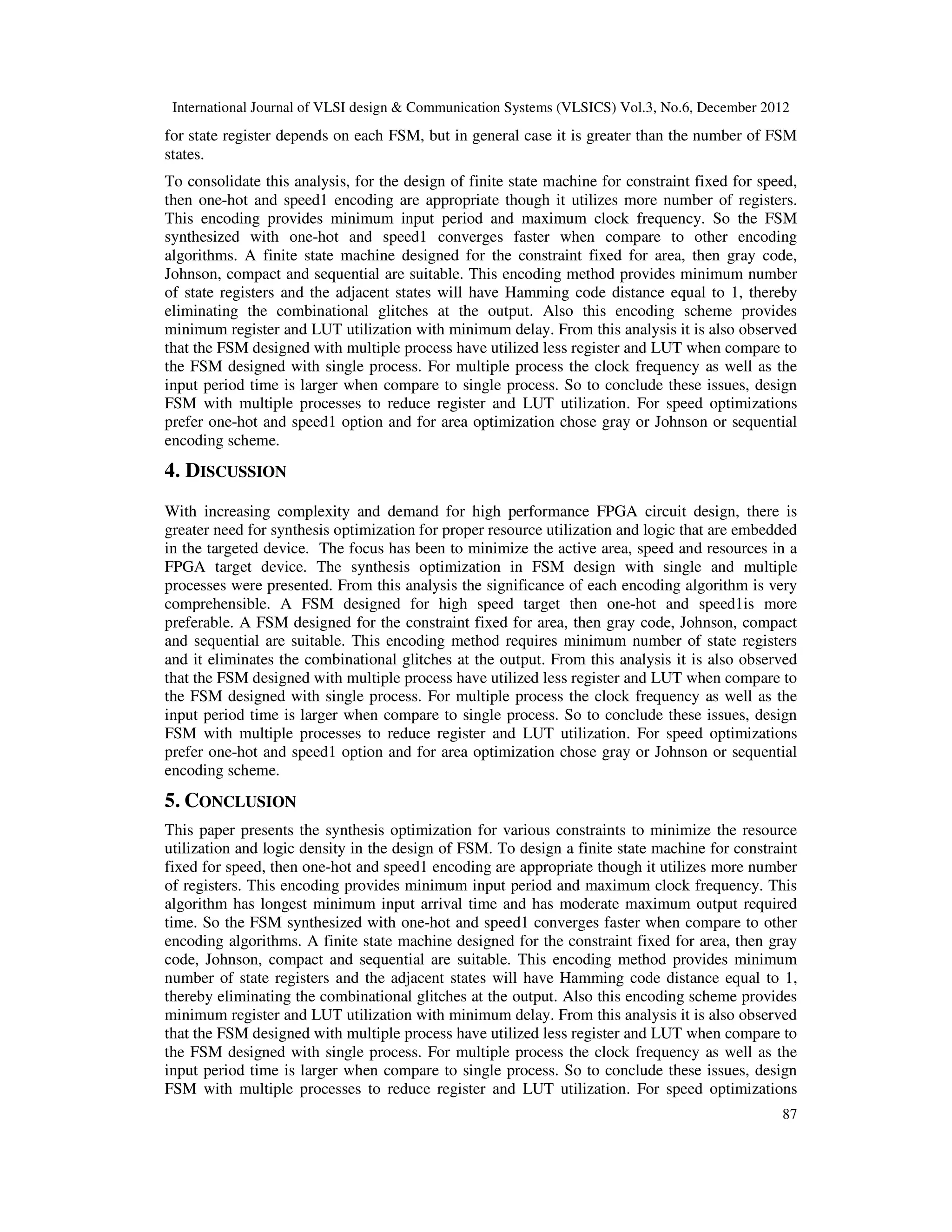 Synthesis Optimization For Finite State Machine Design In Fpgas Pdf