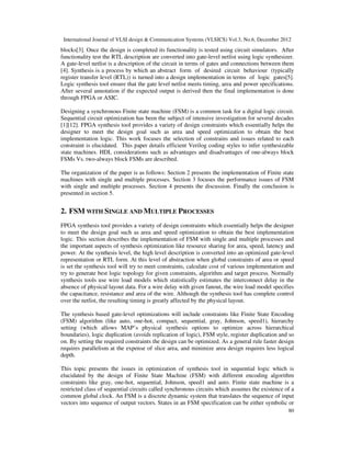 SYNTHESIS OPTIMIZATION FOR FINITE STATE MACHINE DESIGN IN FPGAS | PDF