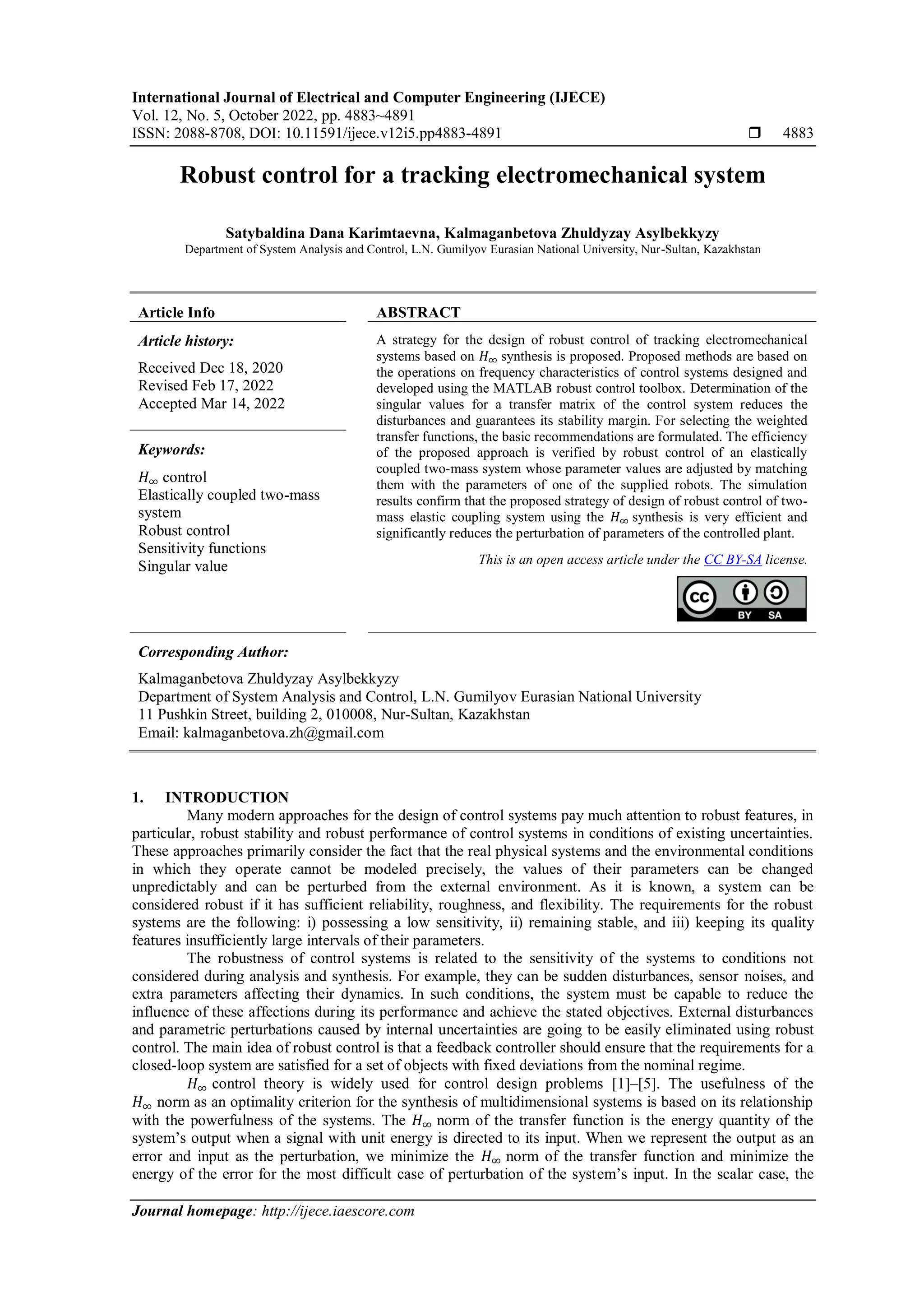 Robust control for a tracking electromechanical system | PDF | Radio ...