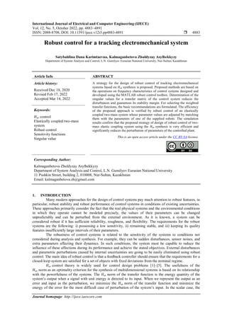 Robust control for a tracking electromechanical system | PDF | Radio Control | Hobbies & Interests