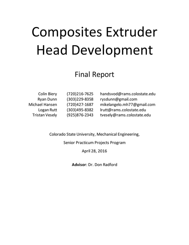 Composites Extruder Head Development - Final Report (7) | PDF