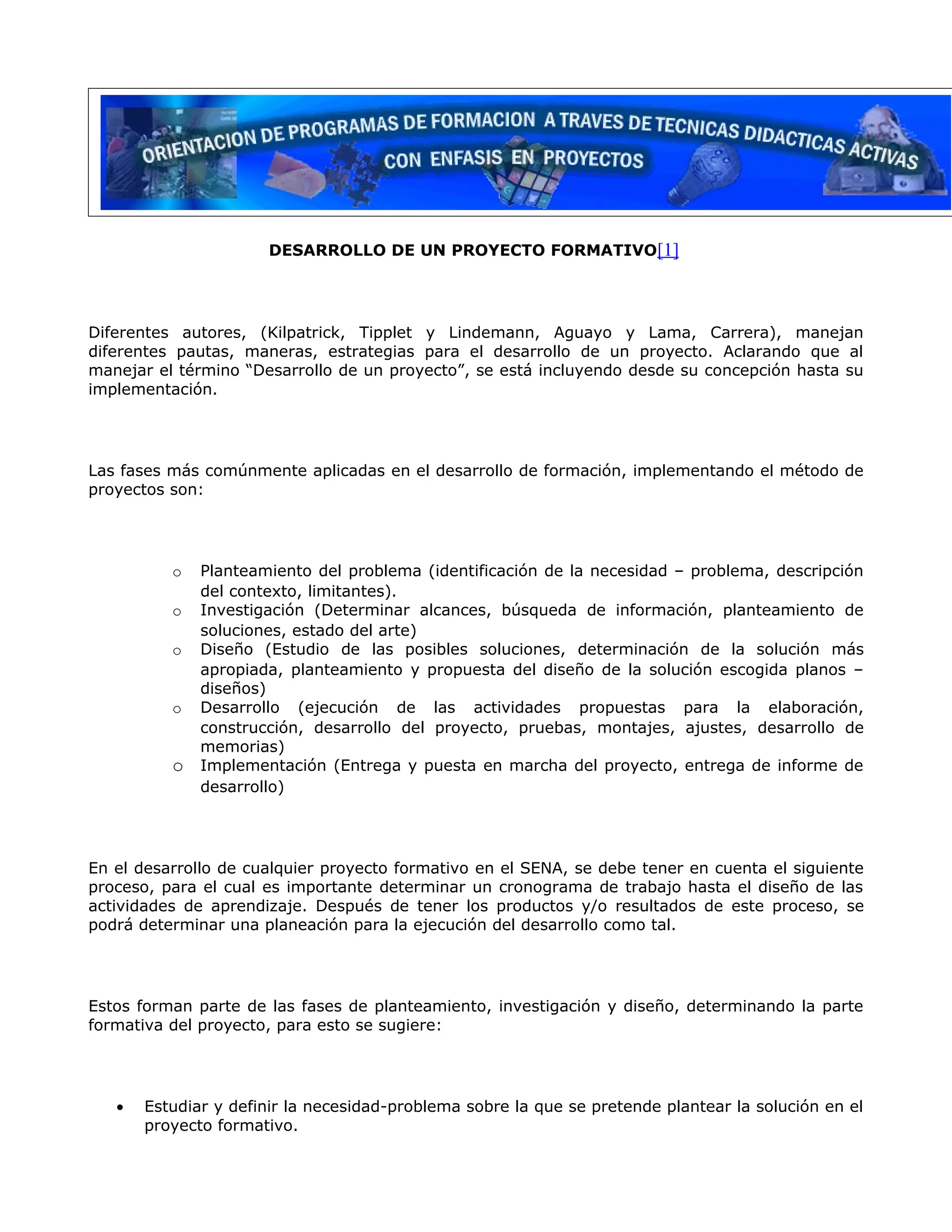 2. DESARROLLO DE UN PROYECTO FORMATIVO | DOC