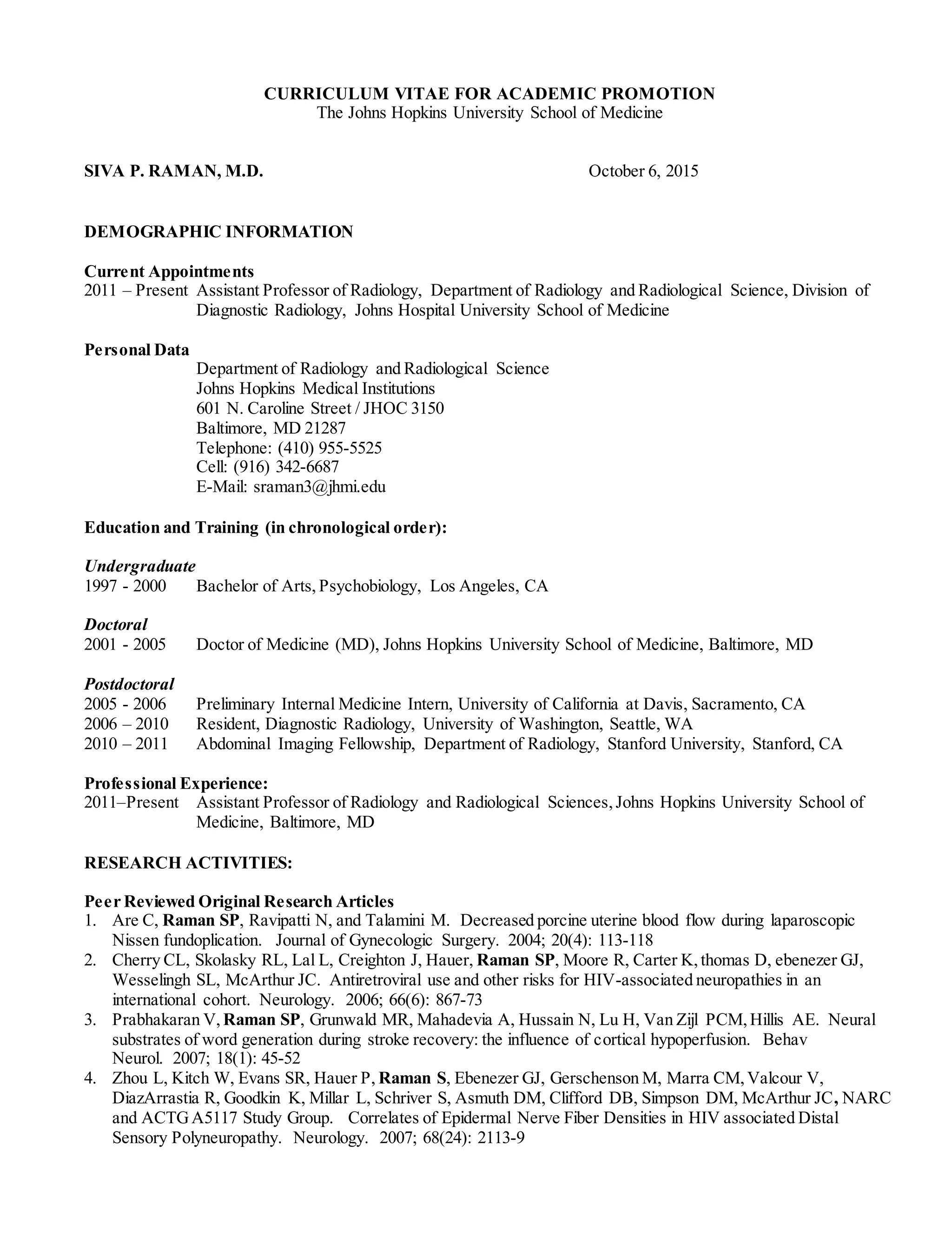 Raman CV Hopkins format 10-6-2015 | DOCX