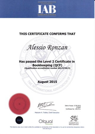 IAB Level 2 Certificate in Bookkeeping | PDF