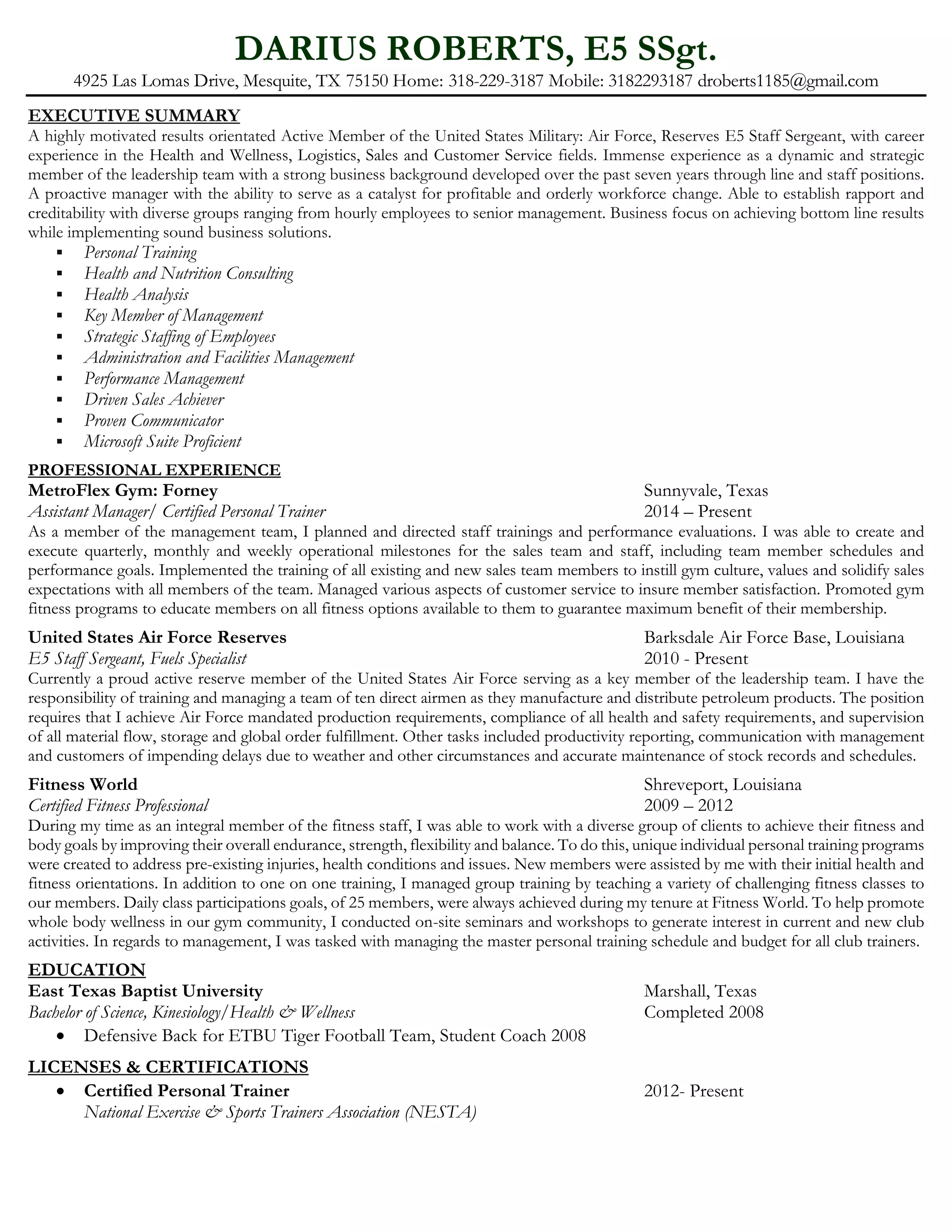 Darius Roberts Resume 2016Revised | PDF