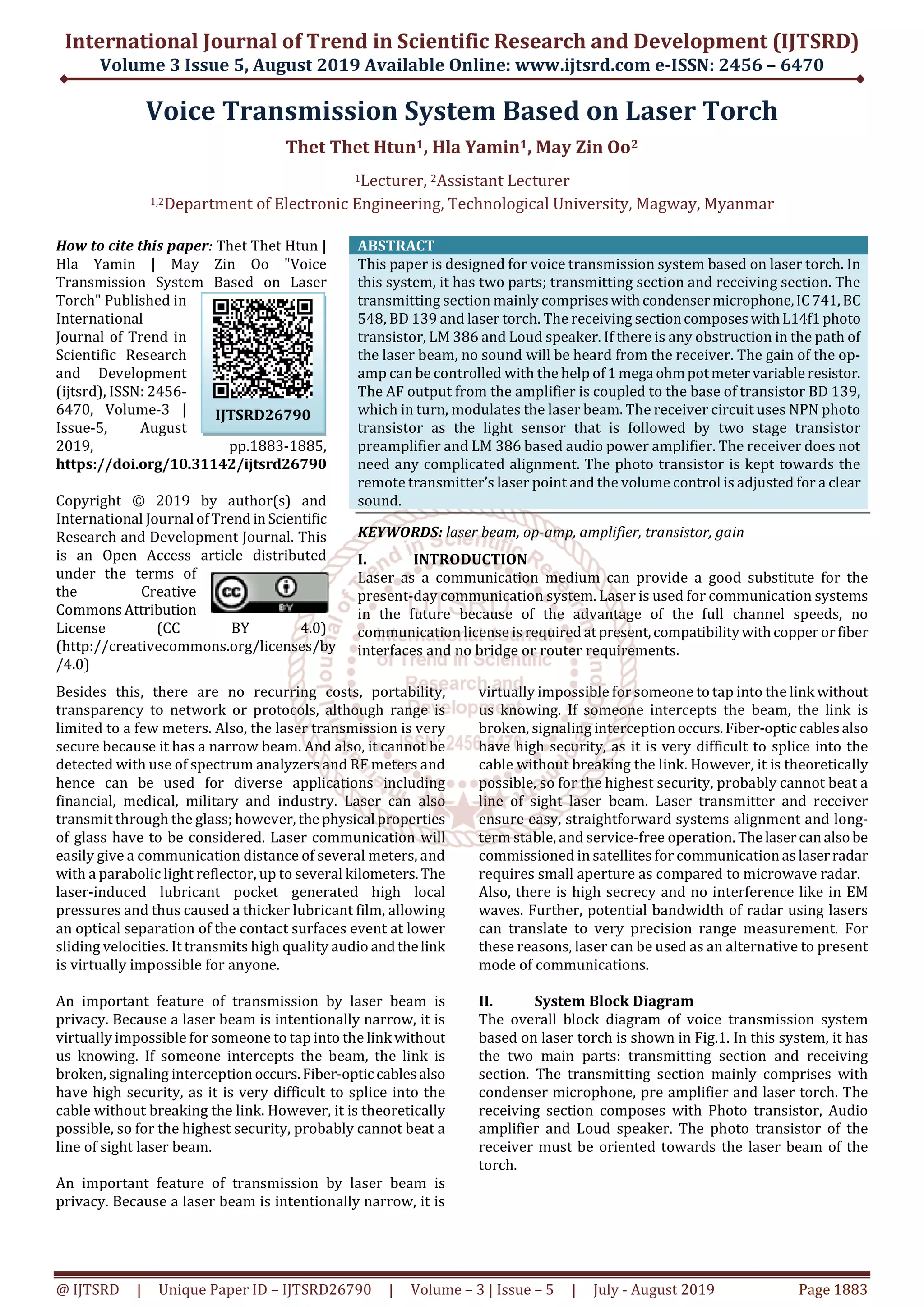 Voice Transmission System Based on Laser Torch | PDF