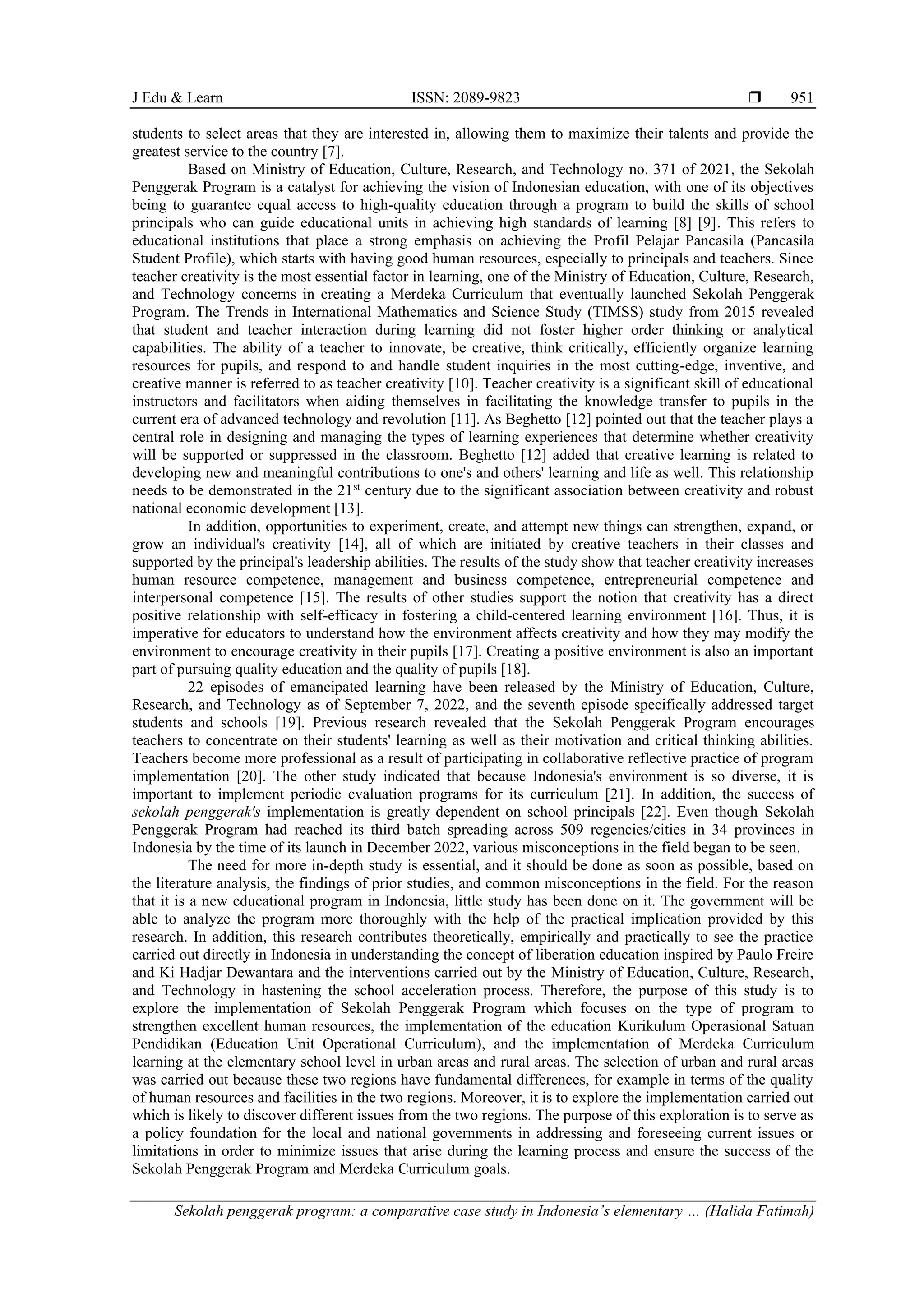 Sekolah penggerak program: a comparative case study in Indonesia’s ...