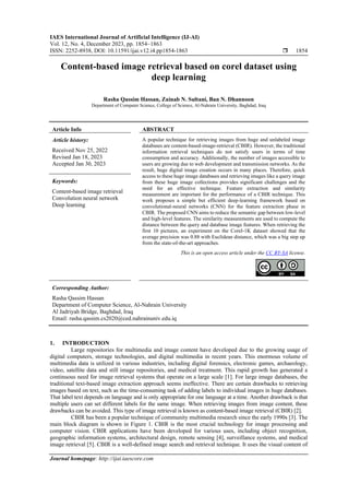 Content-based image retrieval based on corel dataset using deep learning | PDF | Search | Internet
