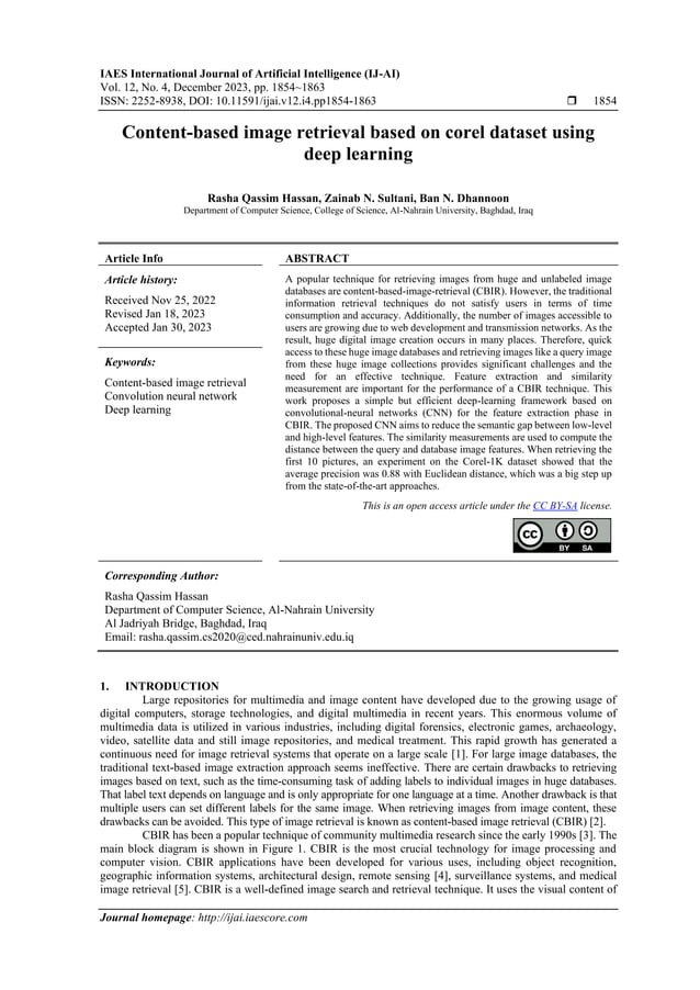 Content-based image retrieval based on corel dataset using deep learning | PDF | Search | Internet