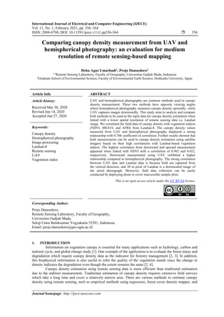 Comparing canopy density measurement from UAV and hemispherical ...