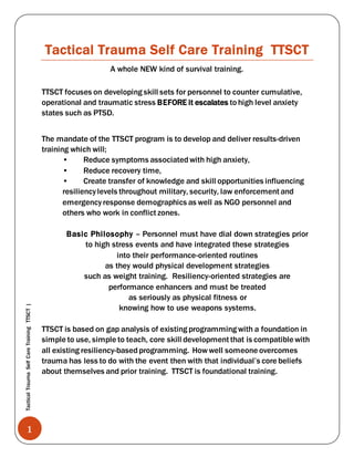 Tactical Trauma Self Care Training Overview Package 2016 | DOCX
