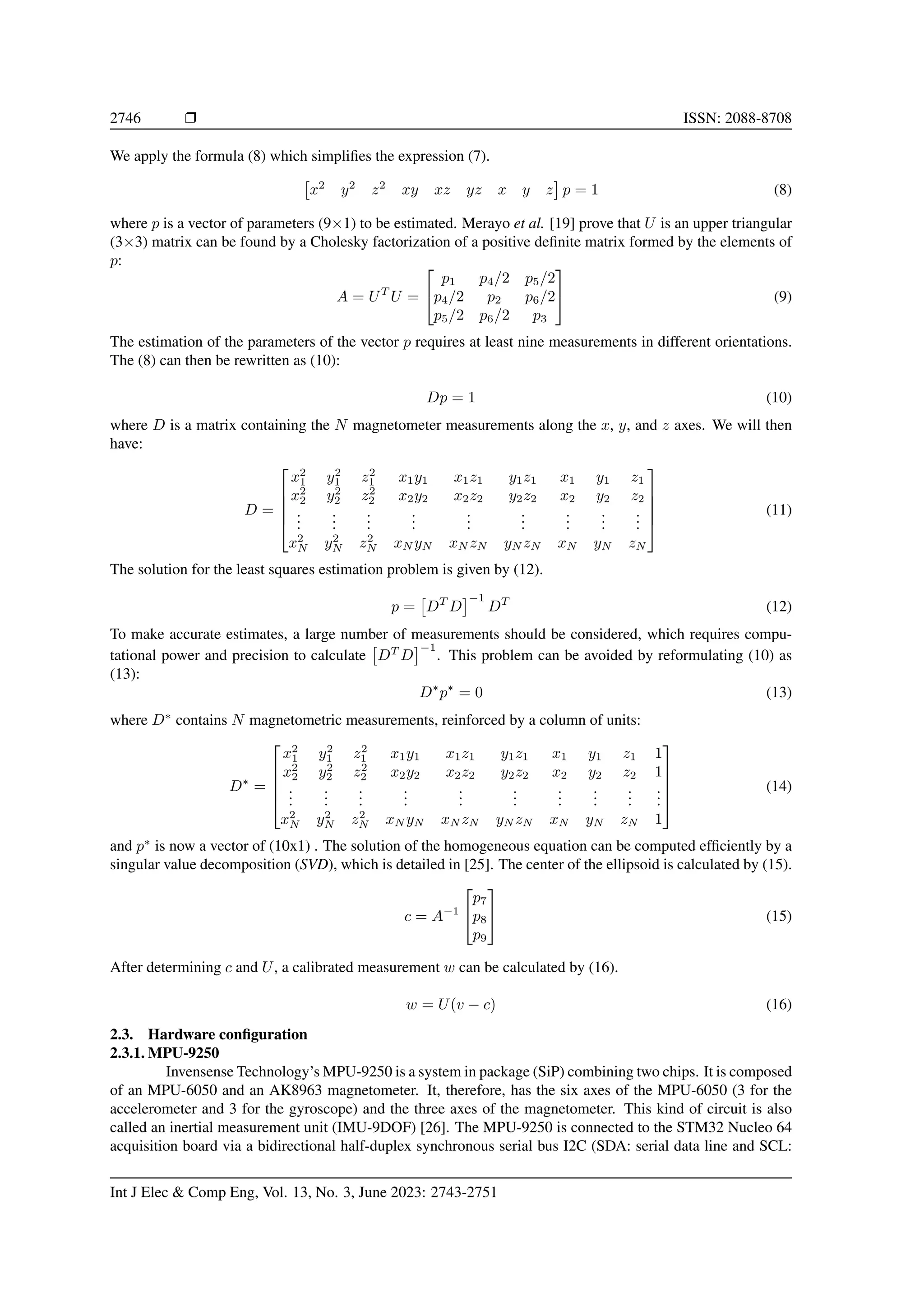 Software calibration for AK8963 magnetometer based on optimal ellipsoidal fitting | PDF ...