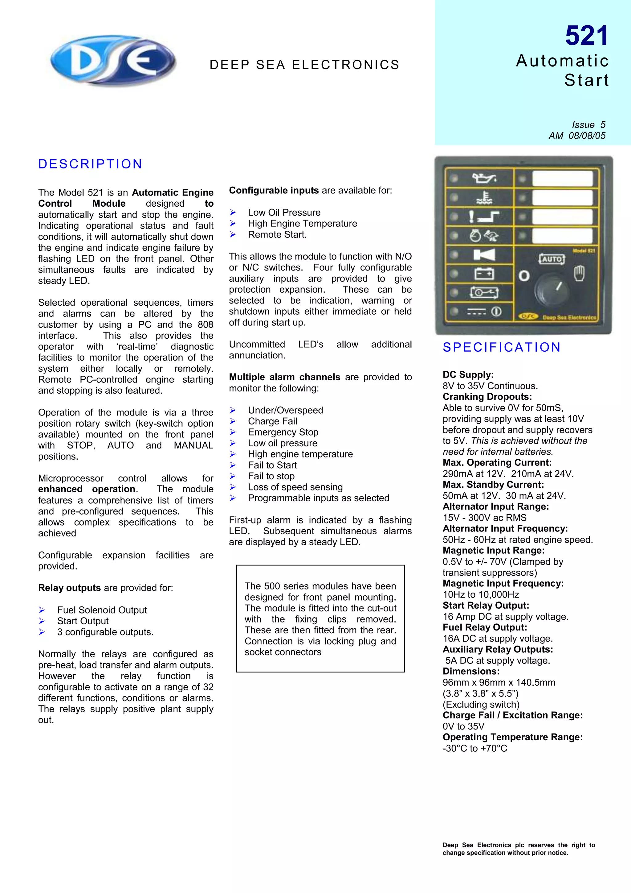 dse521-data-sheet-pdf | PDF