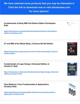Fundamentals of Body MRI 2nd Edition Christopher G. Roth | PDF