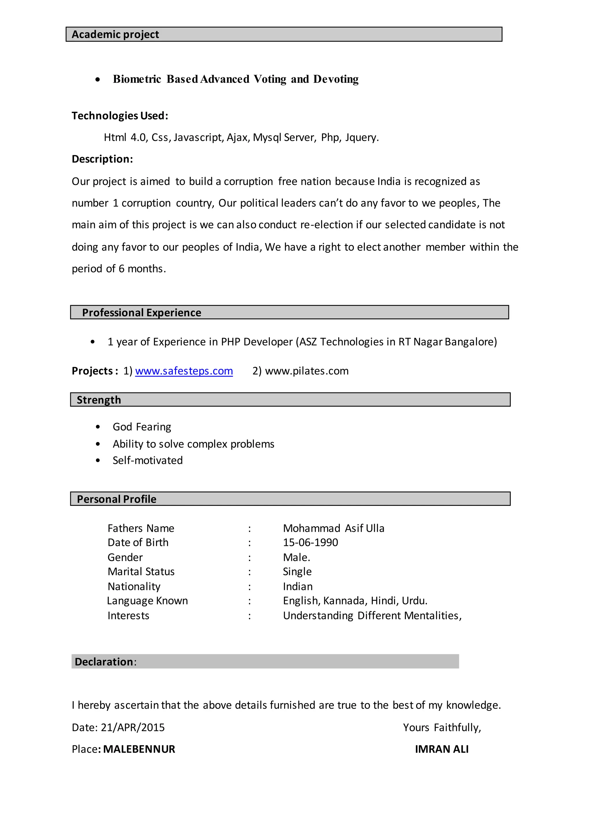 Imran-Resume-latest (1) | DOCX | Web Development | Internet