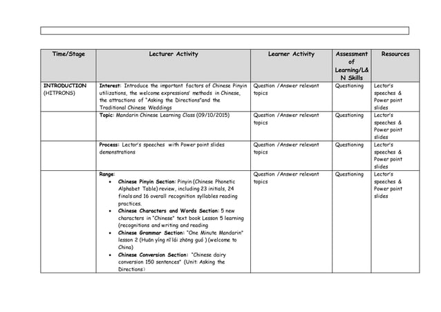 Lesson Plan 20151009-Donald TANG | PPT