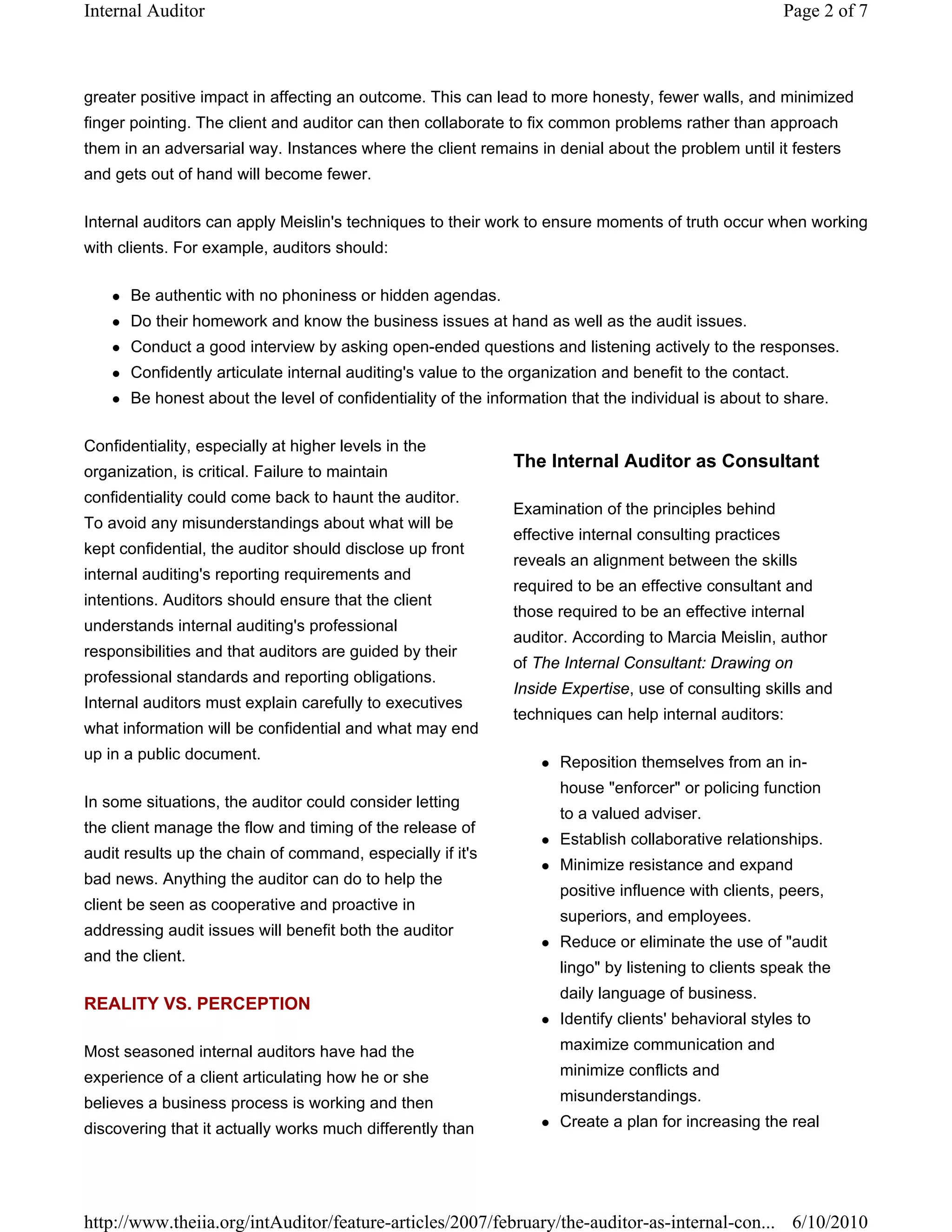 Internal Auditor as Consultant | PDF