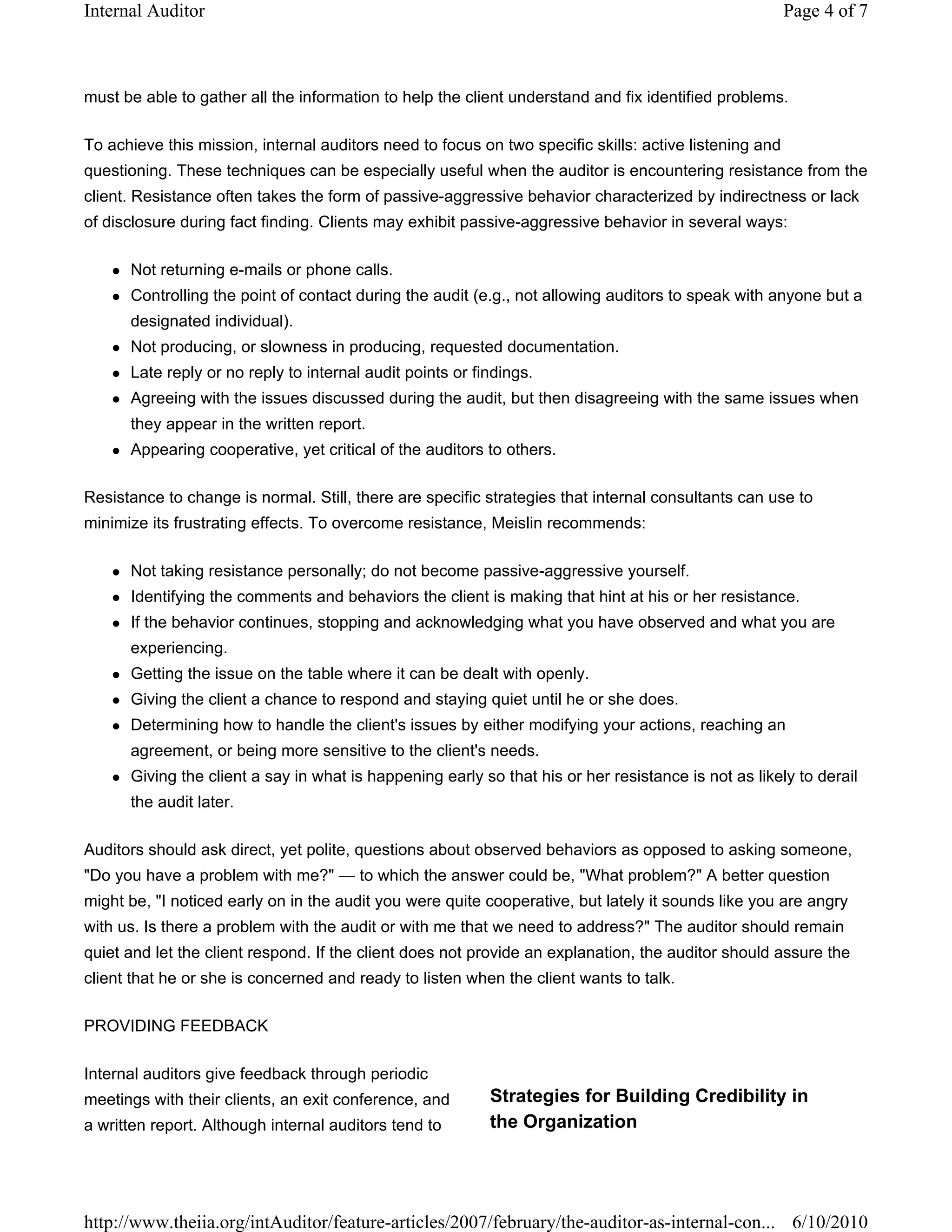Internal Auditor as Consultant | PDF