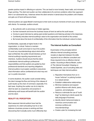 Internal Auditor as Consultant | PDF