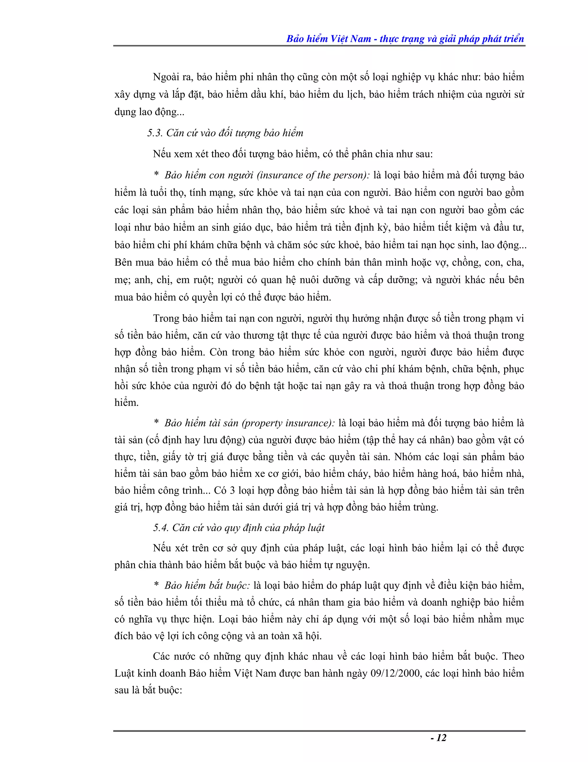 Luận văn: Bảo hiểm Việt Nam - Thực trạng và giải pháp phát triển, HAY | PDF