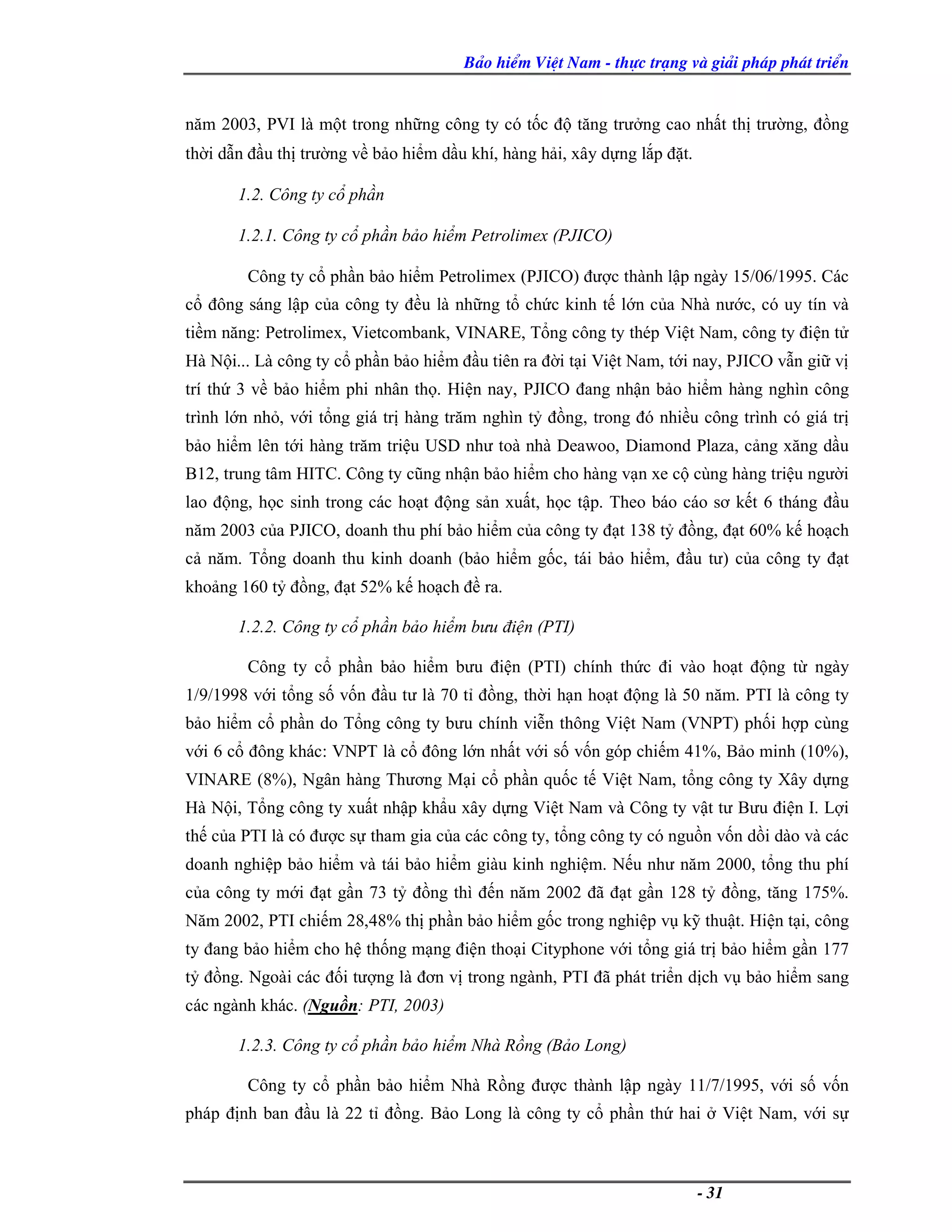 Luận văn: Bảo hiểm Việt Nam - Thực trạng và giải pháp phát triển, HAY | PDF
