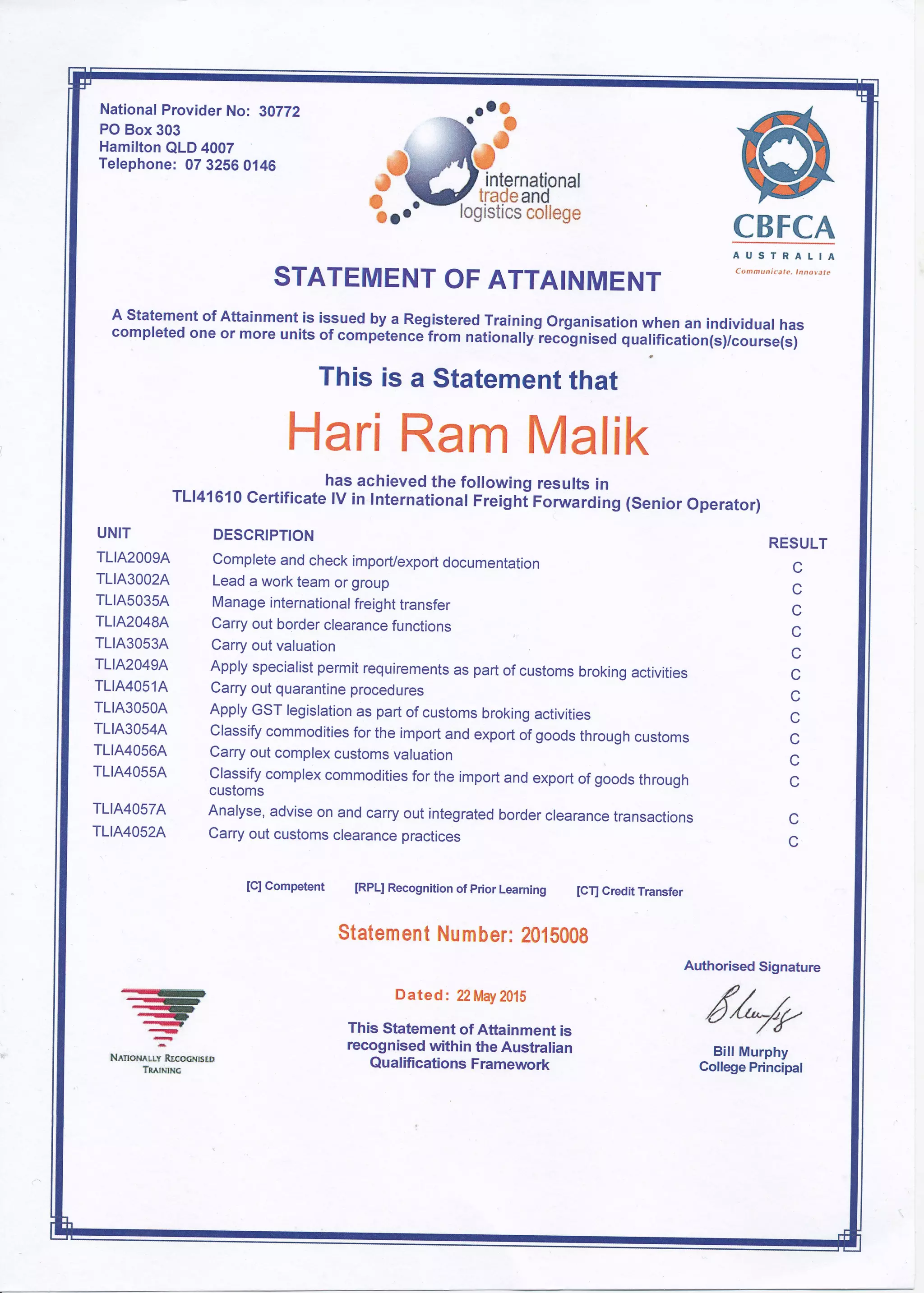 CBFCA Certificate | PDF