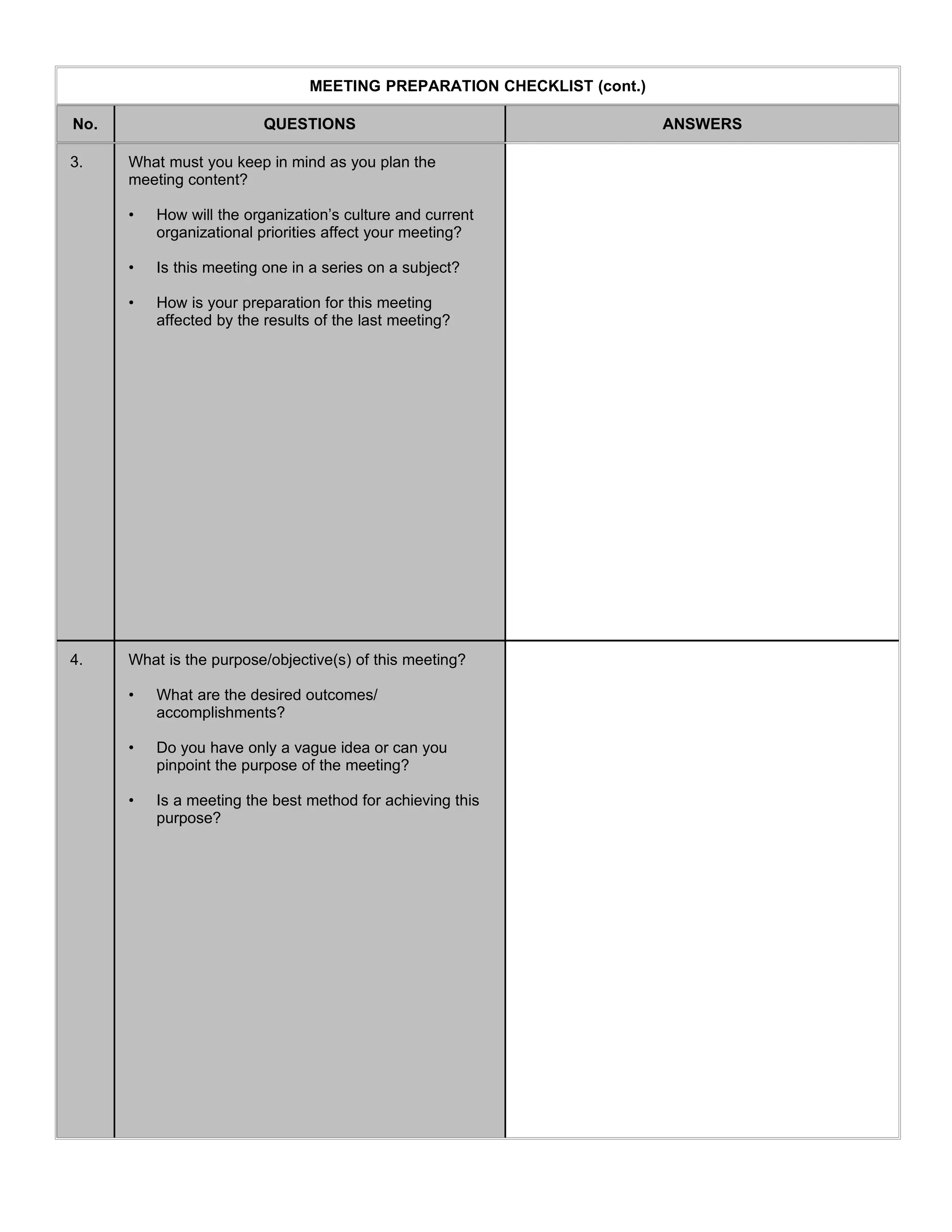 36337960 form-meeting-preparation-checklist | PDF