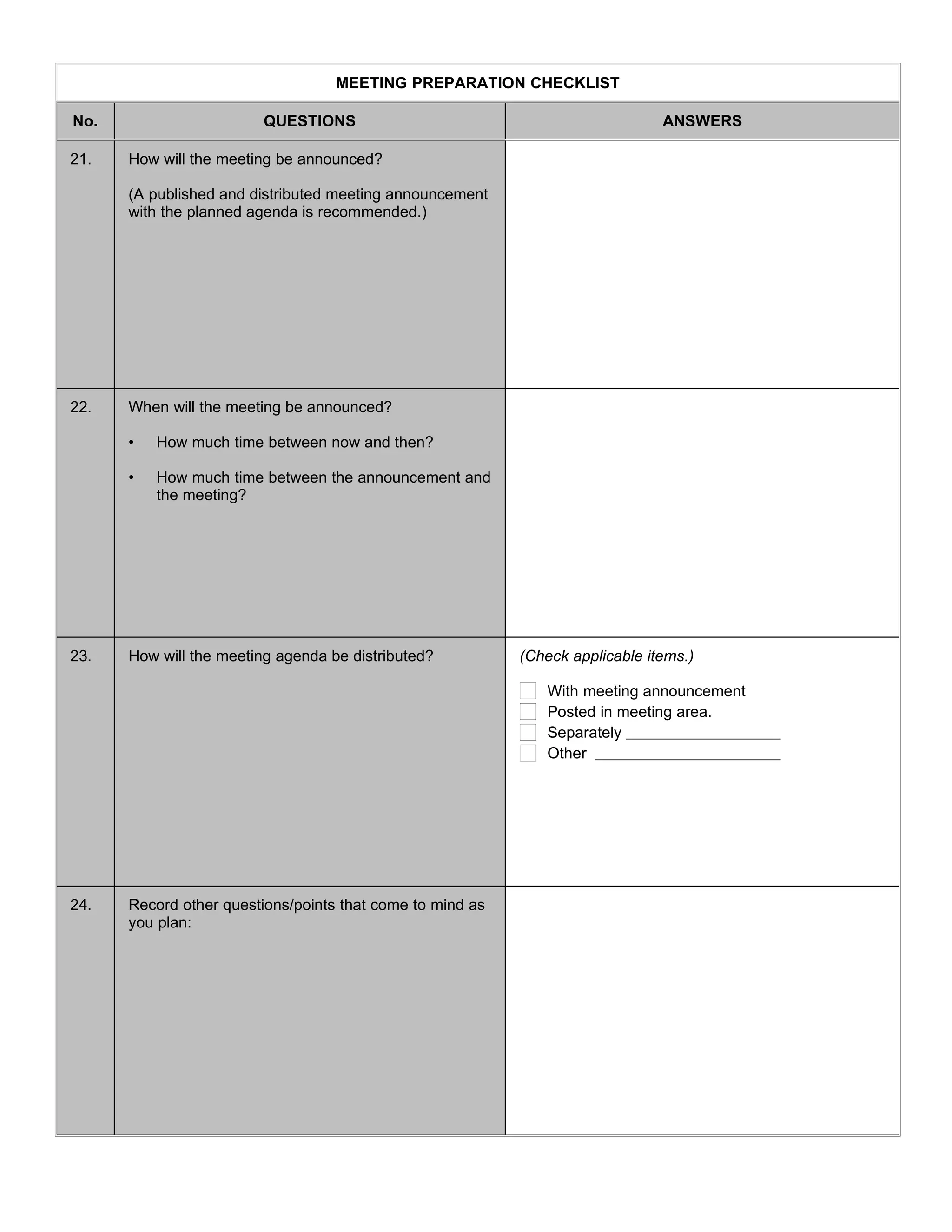 36337960 form-meeting-preparation-checklist | PDF