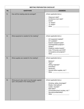 36337960 form-meeting-preparation-checklist | PDF